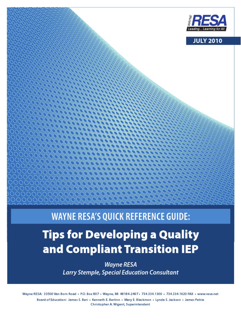 Wayne Resa Quick Reference Guide | PDF | Individualized Education ...