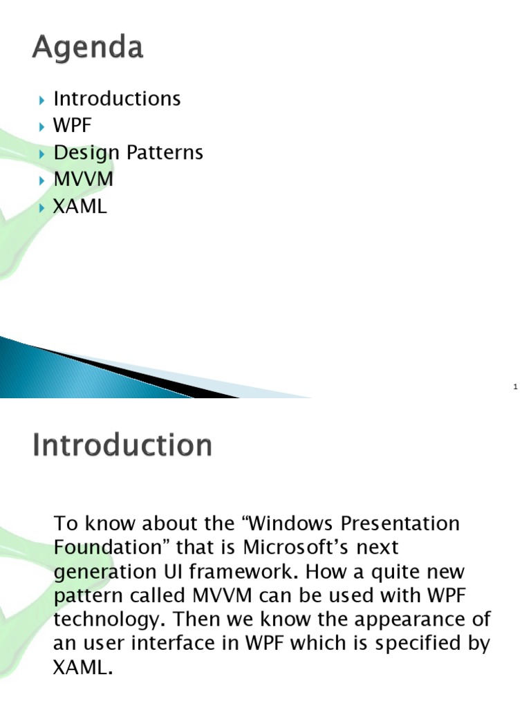 Introduction To Wpf And Mvvm Pdf Windows Presentation Foundation Extensible Application