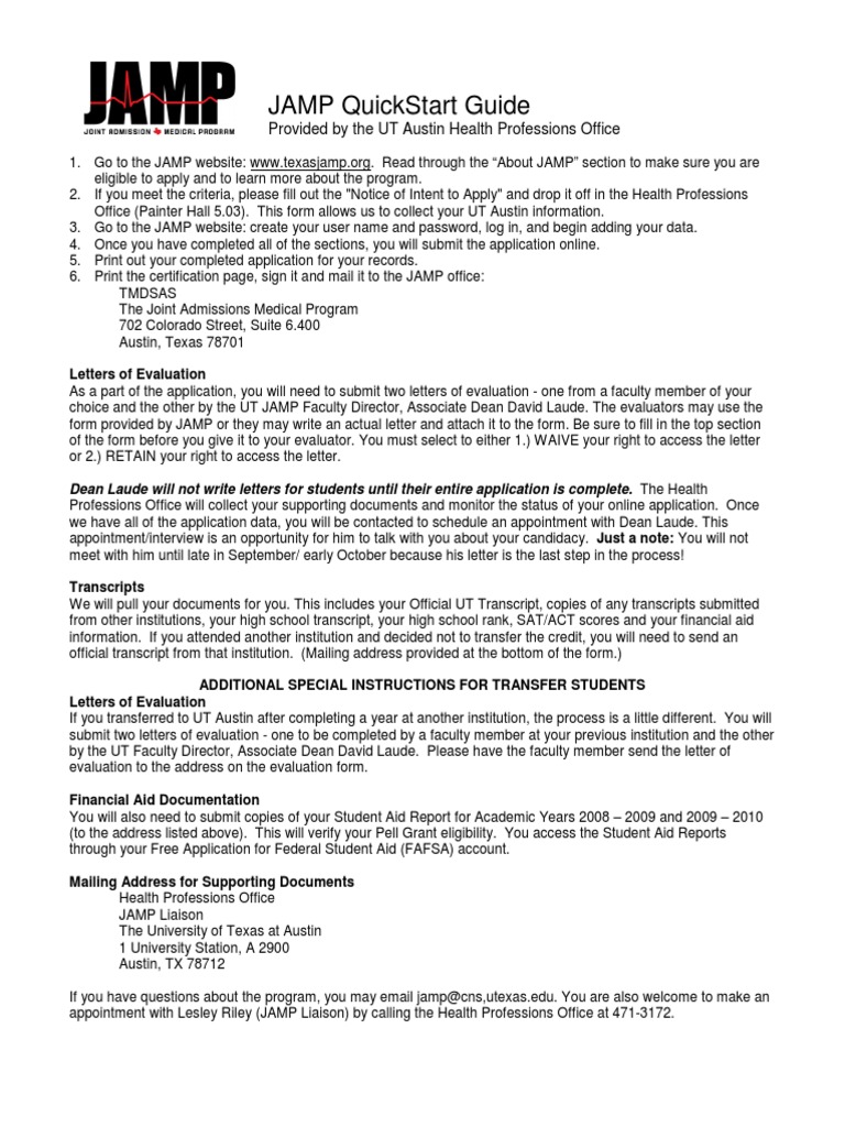 UTAustin JAMP QuickStartGuide | PDF | Student Financial Aid In The ...