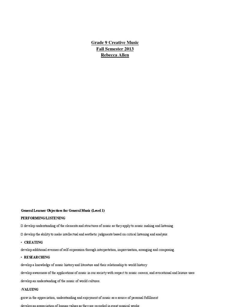 Creative Music Long Term Plans | PDF | Melody | Creativity