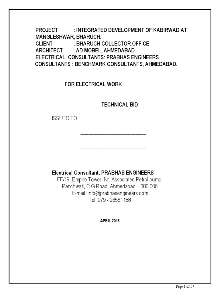 TECHNICAL Bid | PDF | Electrical Wiring | Cable