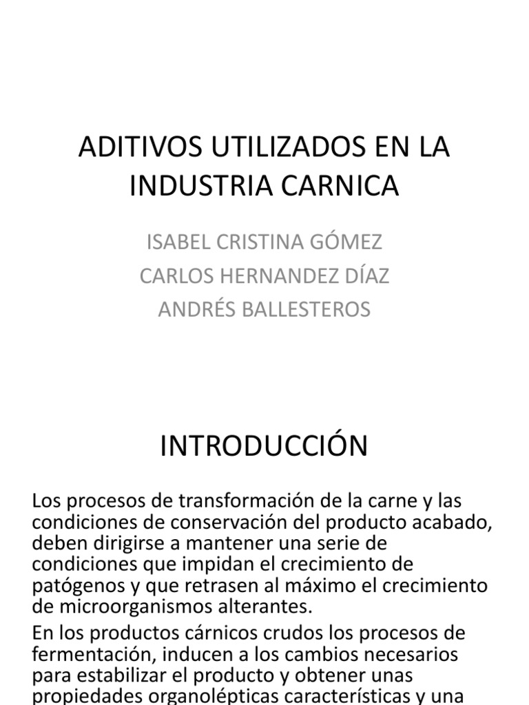 Aditivos Utilizados en La Industria Carnica | PDF | Carne | Nitrito