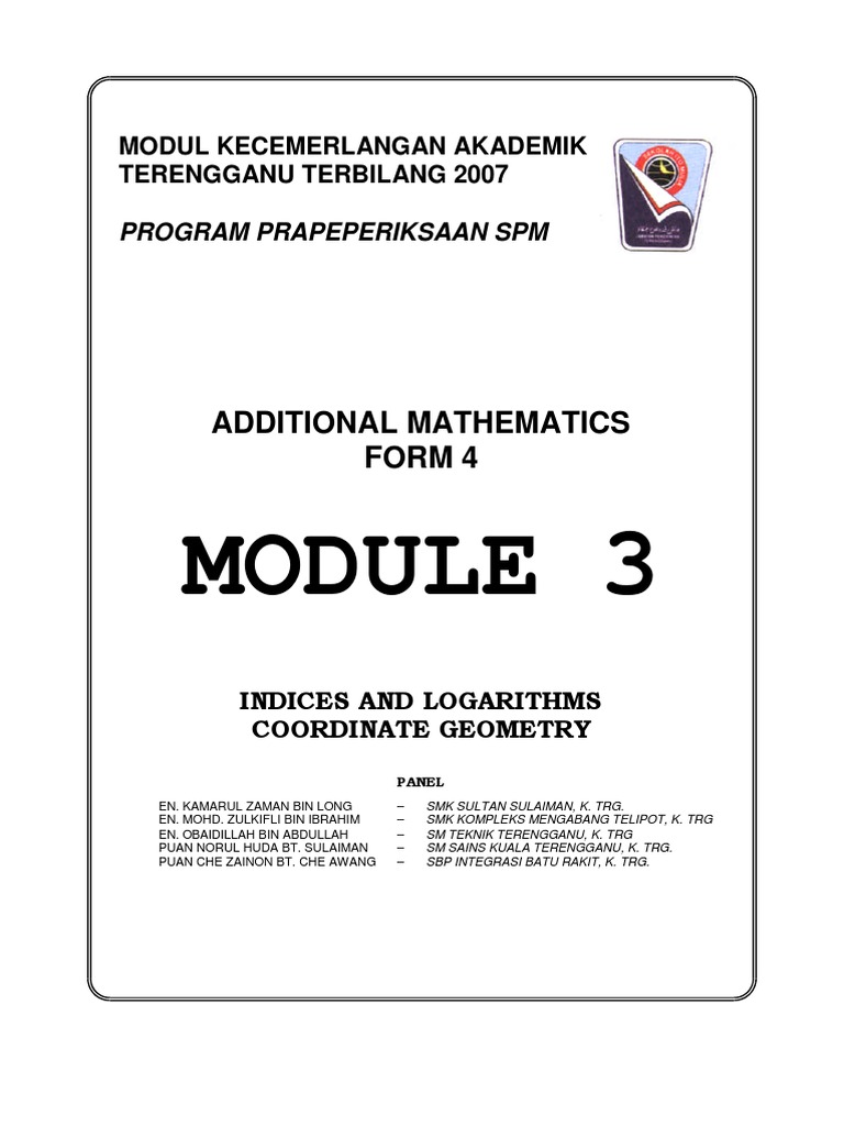 Additional Mathematics Form 4: Indices & Geometry | PDF | Line ...