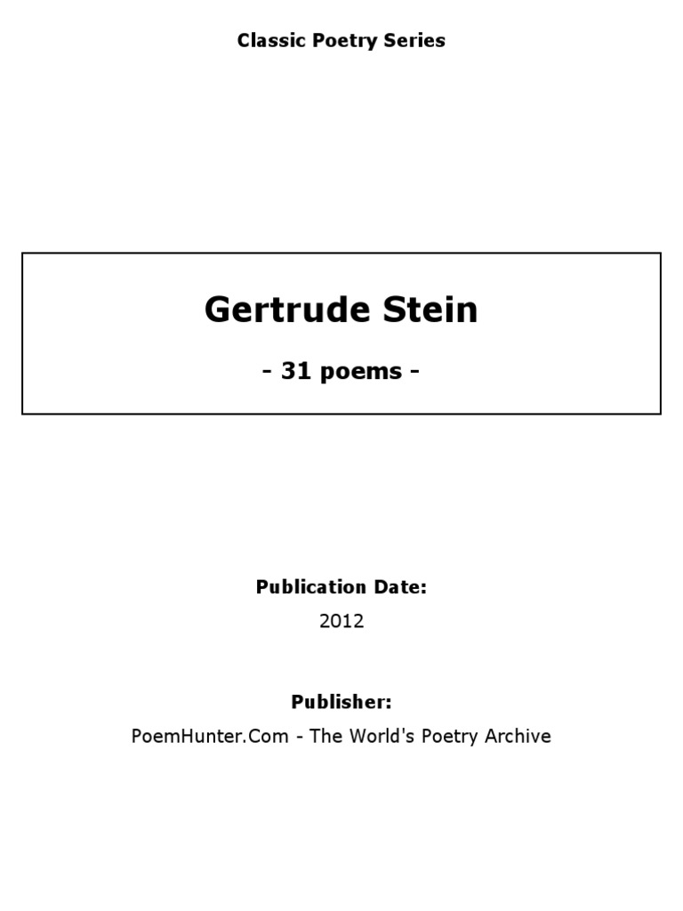 Gertrude Stein Poems | PDF