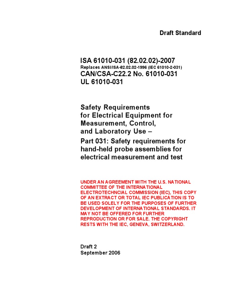 ISA 61010-031-2002 - Safety Req - Hand Held Probe Assemb | PDF ...