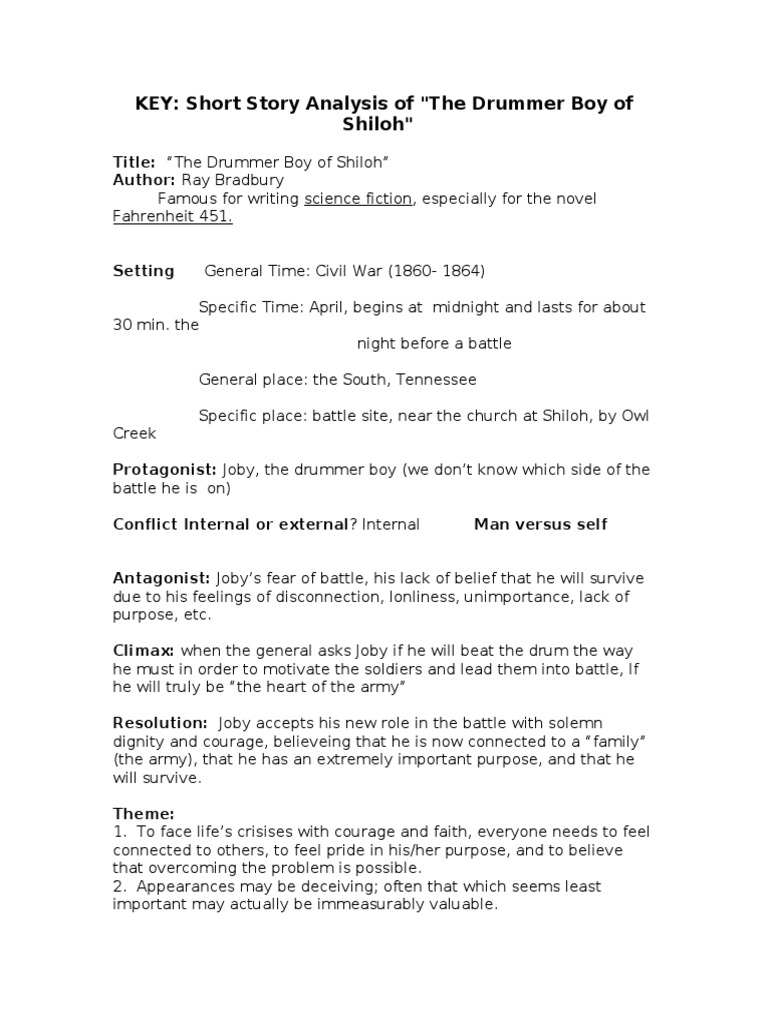 The Drummer Boy of Shiloh (Short Analysis KEY) | PDF | Unrest