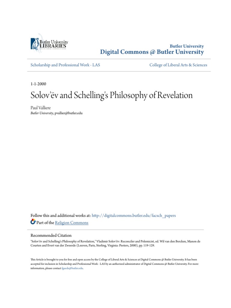 Solovëv and Schellings Philosophy of Revelation | PDF | Idealism ...