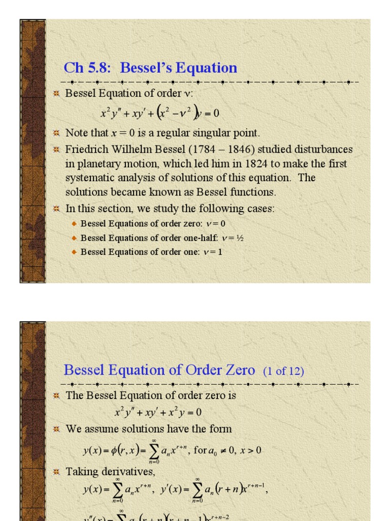 Bessel’s Equation | Recurrence Relation | Equations