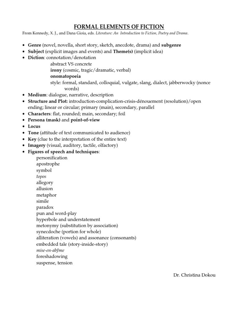 Key Formal Elements of Literature | PDF | General Fiction