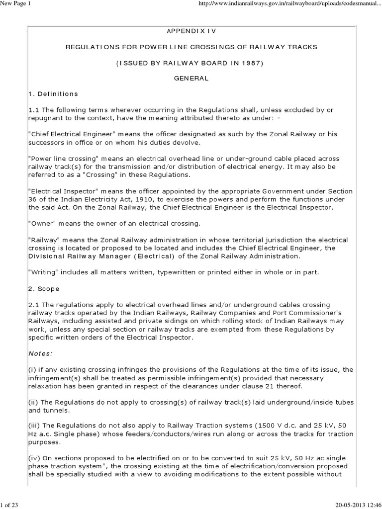 Regulations For Power Line Crossings of Railway Tracks | PDF ...