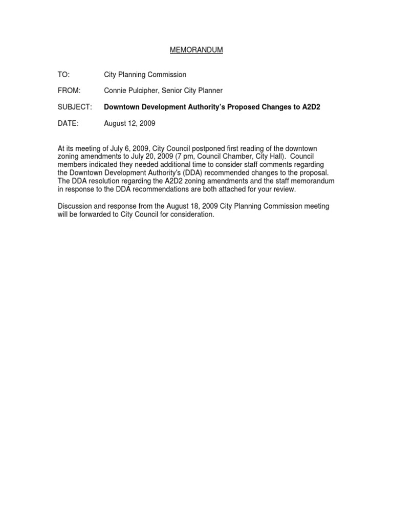 DDA Recommendations Re A2D2 Memo | PDF | Zoning | Affordable Housing