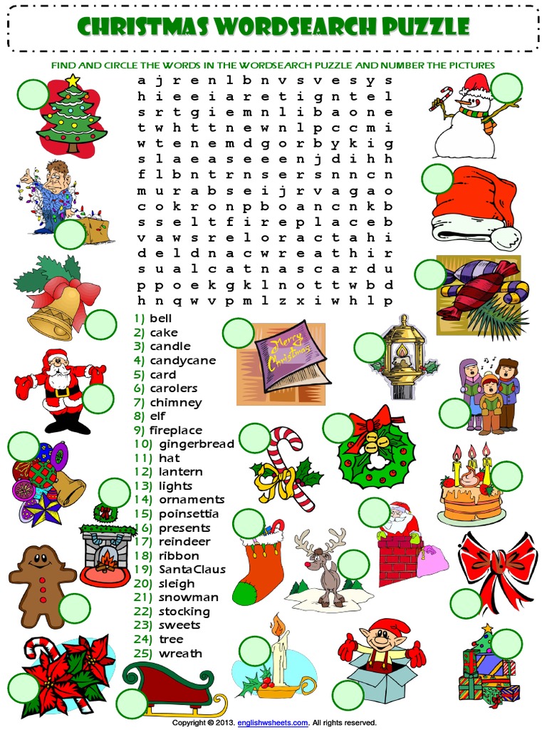 Christmas Vocabulary Wordsearch Puzzle Worksheet | PDF | Home & Garden