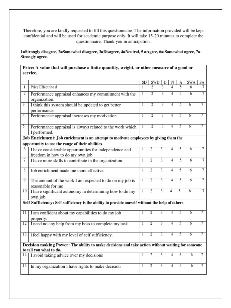 BRM Questionnaire | PDF | Motivation | Motivational