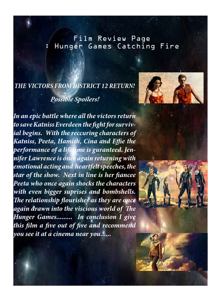 Film Review Page: Hunger Games Catching Fire: The Victors From District ...