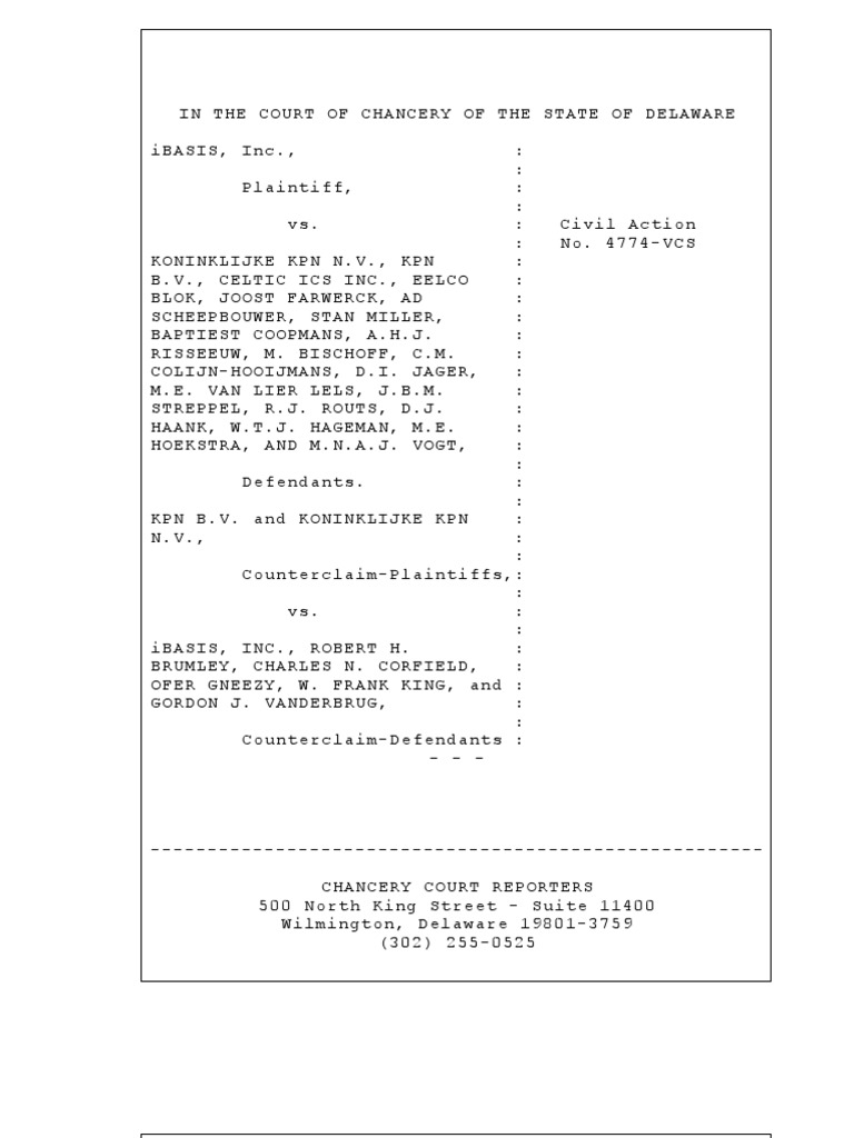 KPN-iBasis Hearing Transcript | PDF | Equity (Law) | Government ...