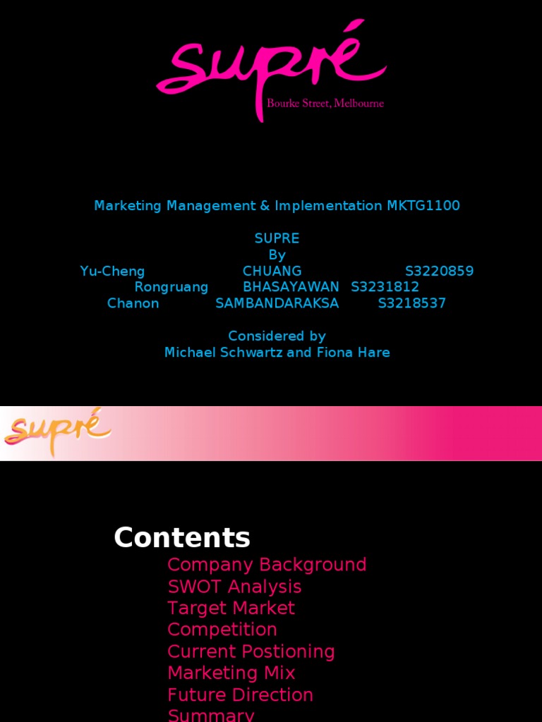 Supré Marketing Strategy Overview | PDF | Retail | Fashion