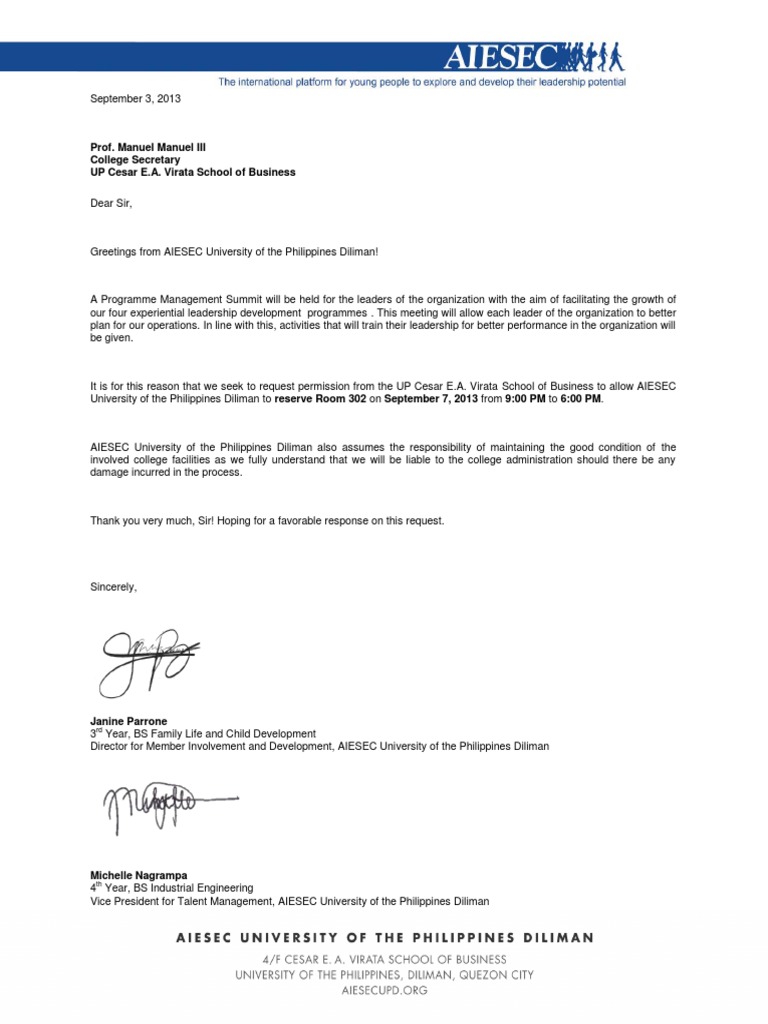 Request for Room Reservation Approval | PDF