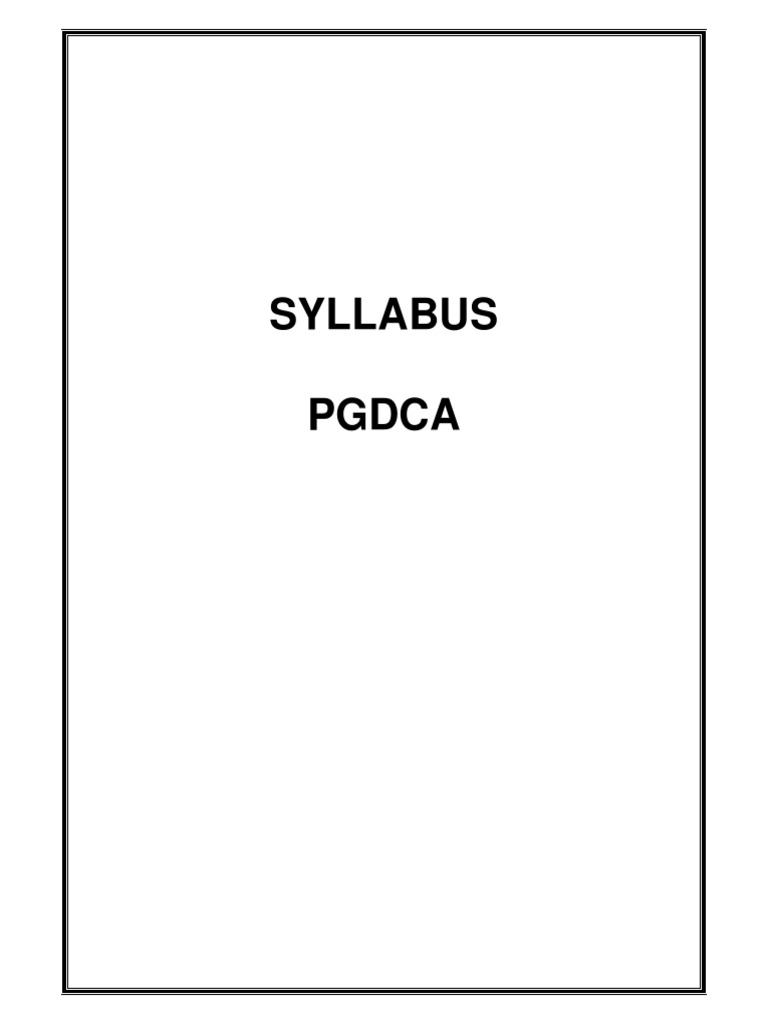 PGDCA Syllabus Breakdown | PDF