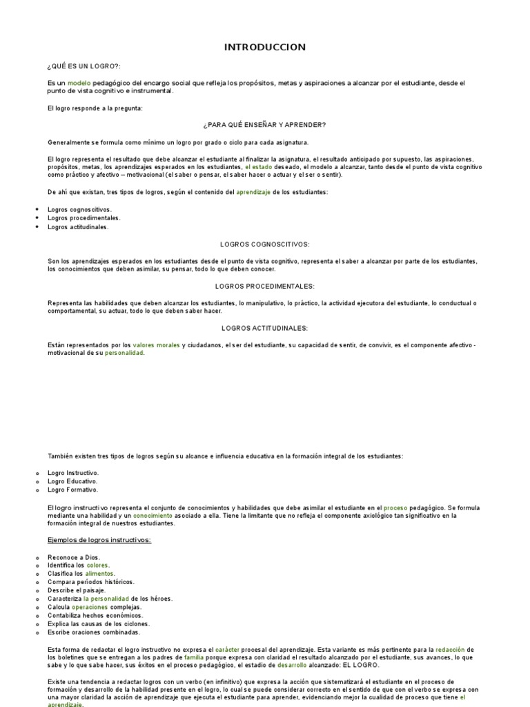 Que Es Un Logro | PDF | Pedagogía | Aprendizaje