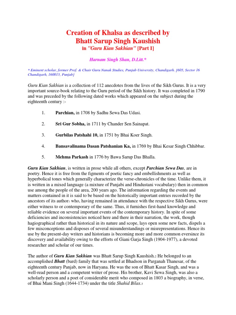 Creation of The Khalsa | PDF | Indian Religions | Religious Comparison