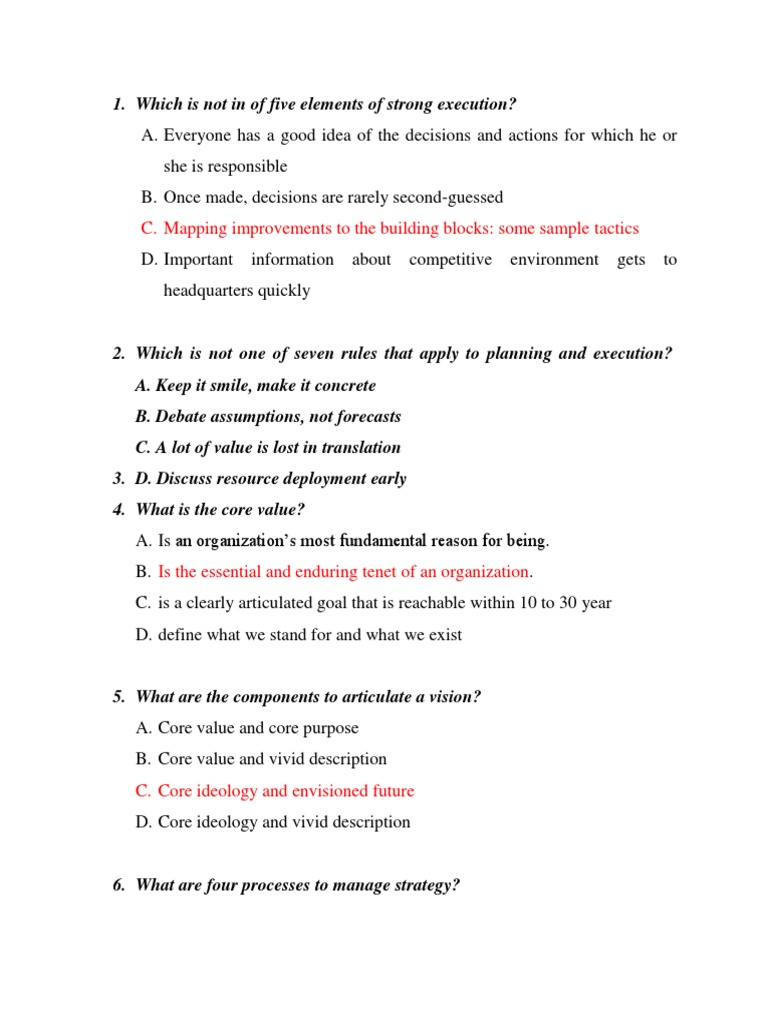 Strategy - Multiple Choice Questions | PDF | Strategic Management ...