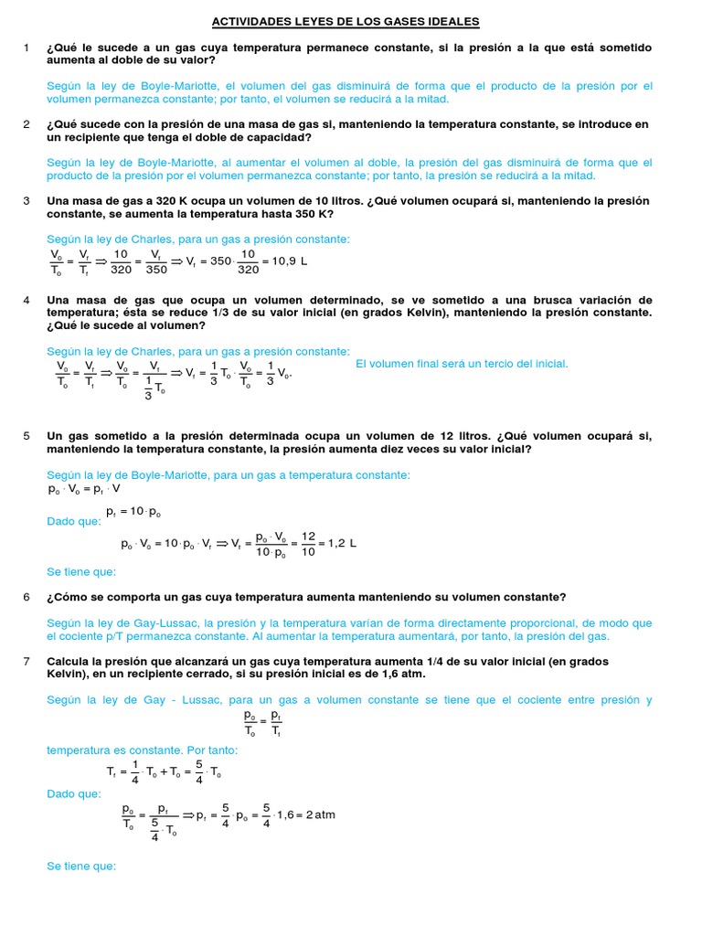 Leyes Gases Perfectos | PDF | Gases | Mole (Unidad)