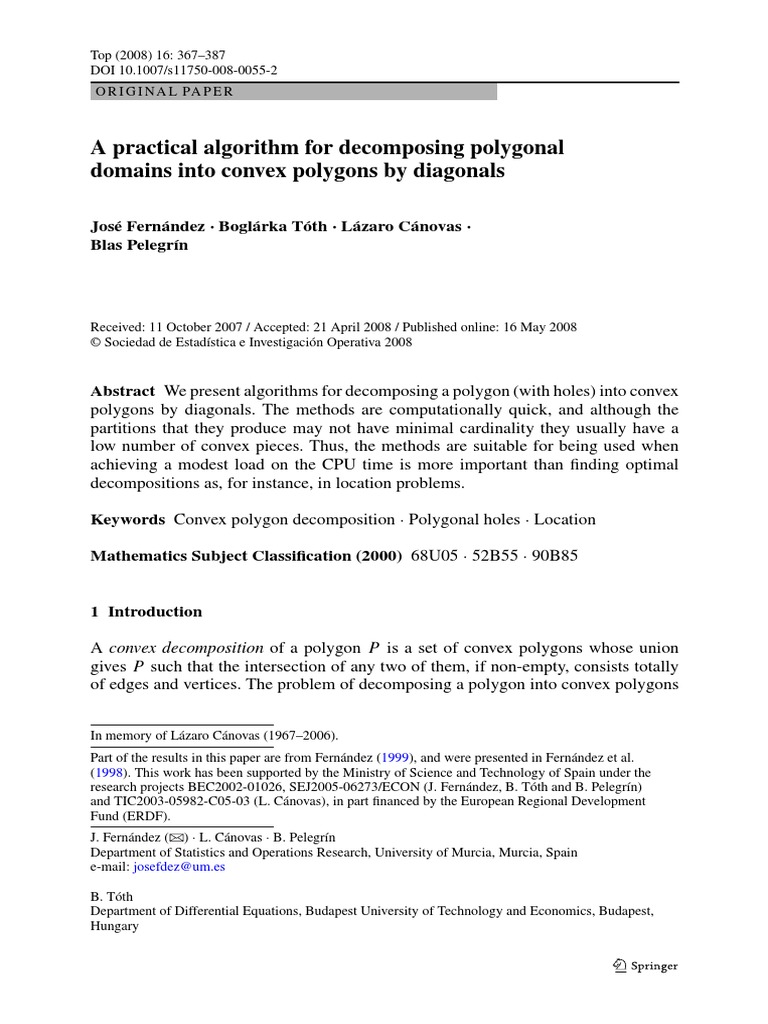 A Practical Algorithm For Decomposing Polygonal Domains Into Convex Polygons By Diagonals Pdf