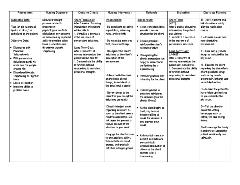 NCP | PDF | Delusion | Paranoia