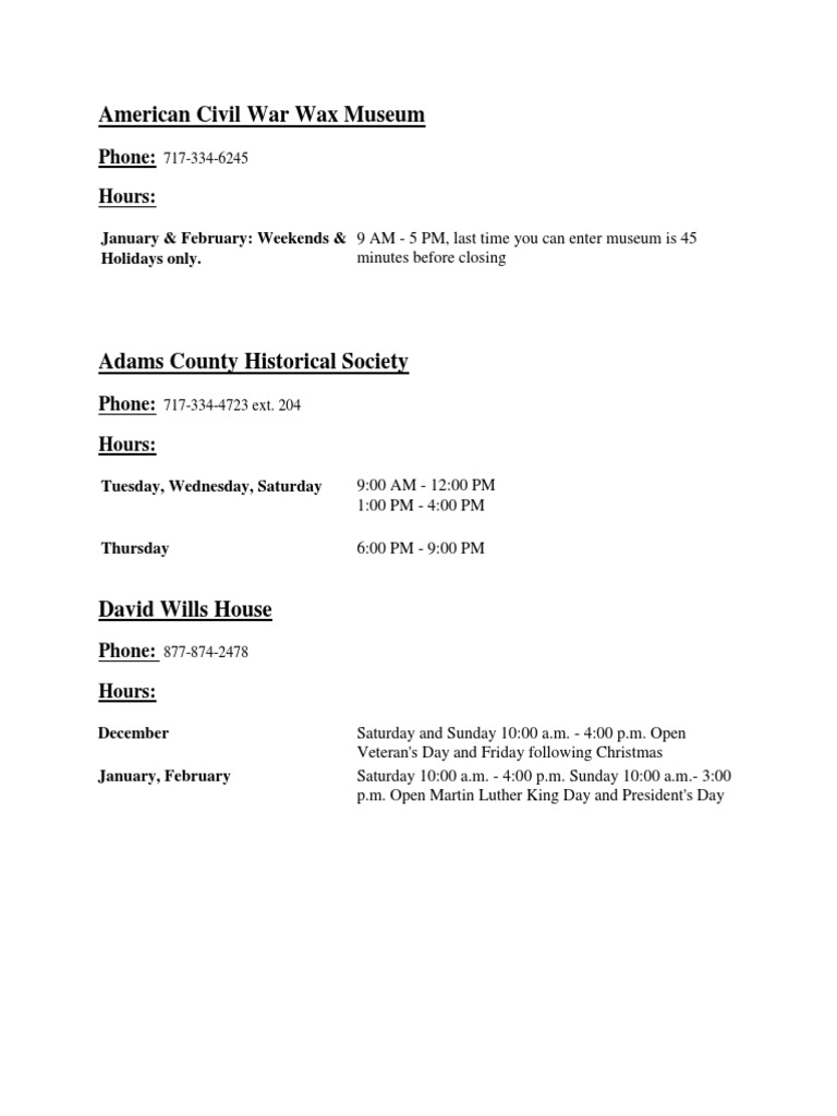 Winter Museum Schedule | PDF | Workweek And Weekend | Holidays