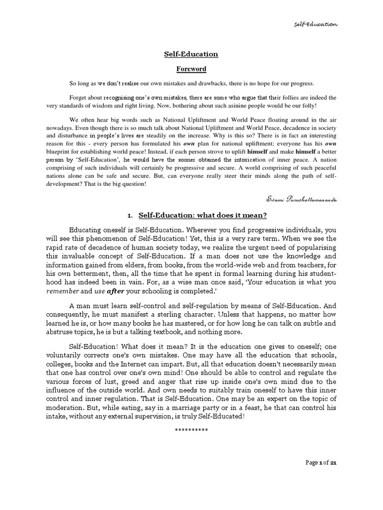 Self Education | PDF | Guru | Self Realization