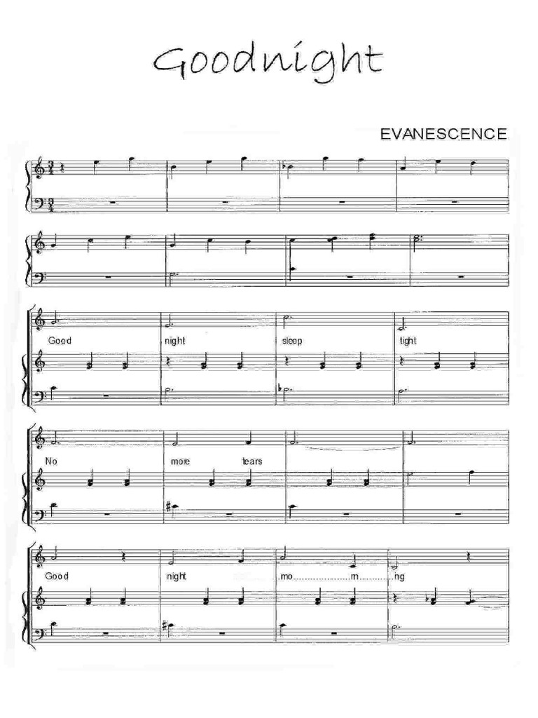 Goodnight (Easy - Piano/vocals) by Evanescence | Entertainment (General)