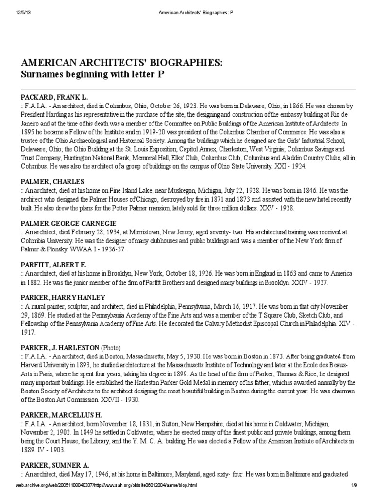 American Architects' Biographies_ P | Home & Garden | Free 30-day Trial ...