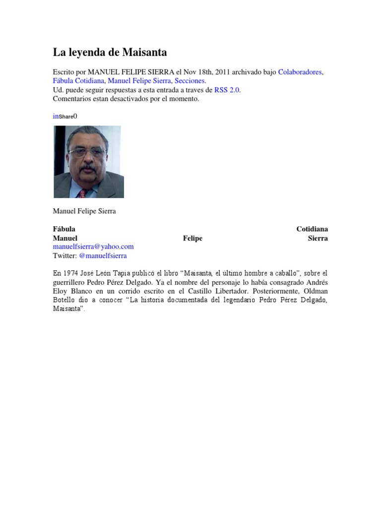 La Leyenda de Maisanta | PDF | Francisco franco | Conflicto armado