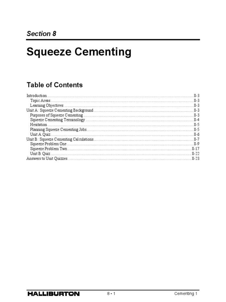 Squeeze Cementing | PDF | Casing (Borehole) | Barrel (Unit)