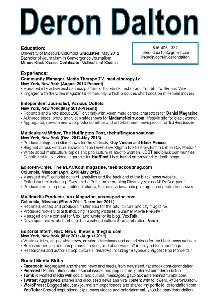 2014 Deron Dalton Resume | PDF | Social Science