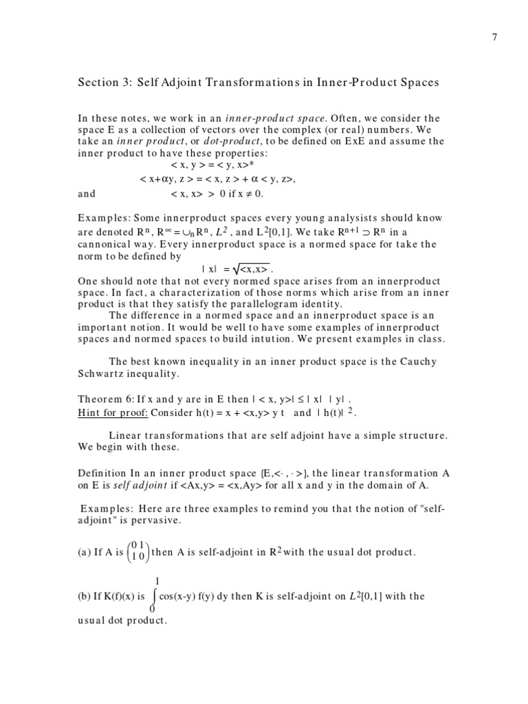 Self Adjoint Transformations in Inner-Product Spaces | PDF | Eigenvalues And Eigenvectors ...