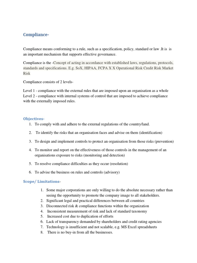 Compliance Definition | PDF | Regulatory Compliance | Risk