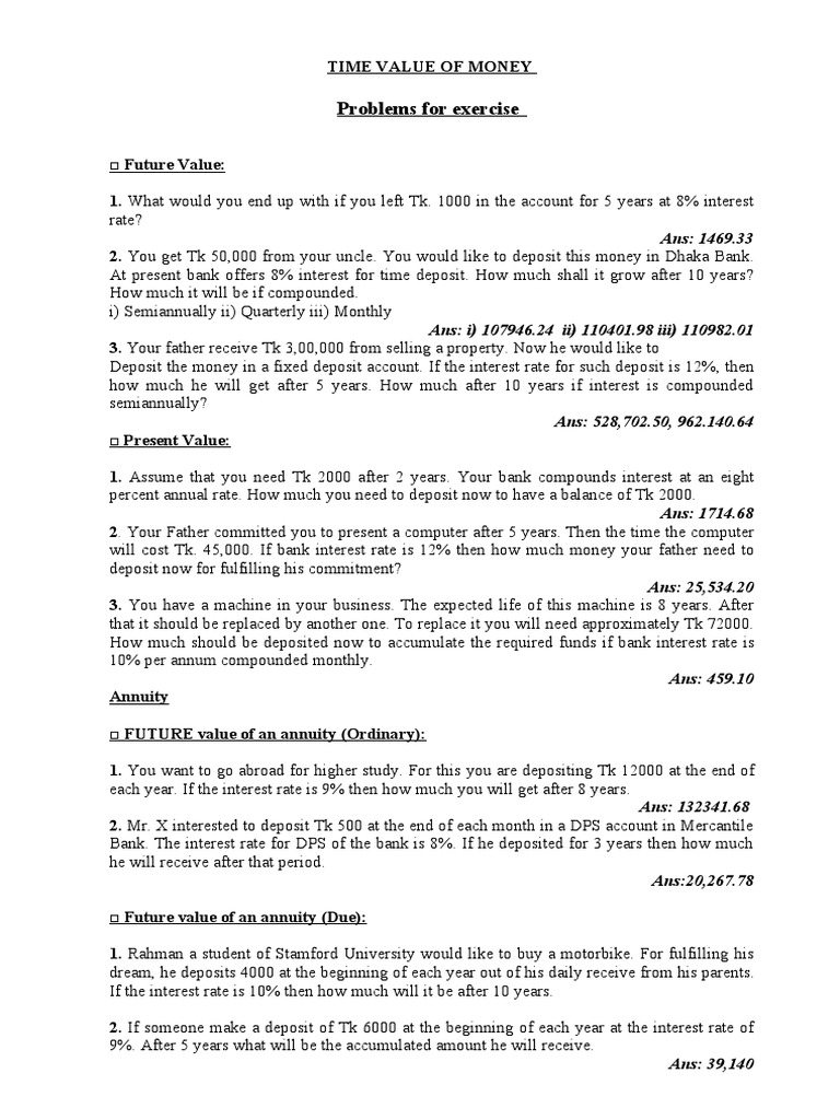 FM-Math, Time Value of Money | PDF | Investing | Business Economics