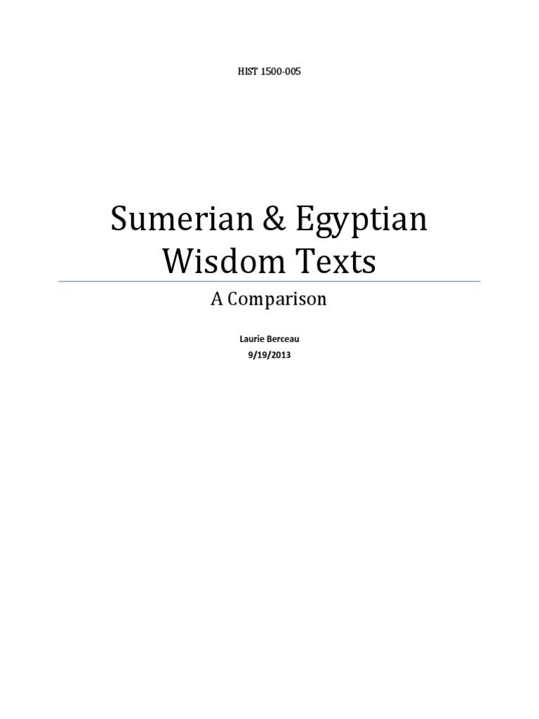 Sumerian Egyptian Wisdom Texts | PDF | Book Of Proverbs | Ecclesiastes