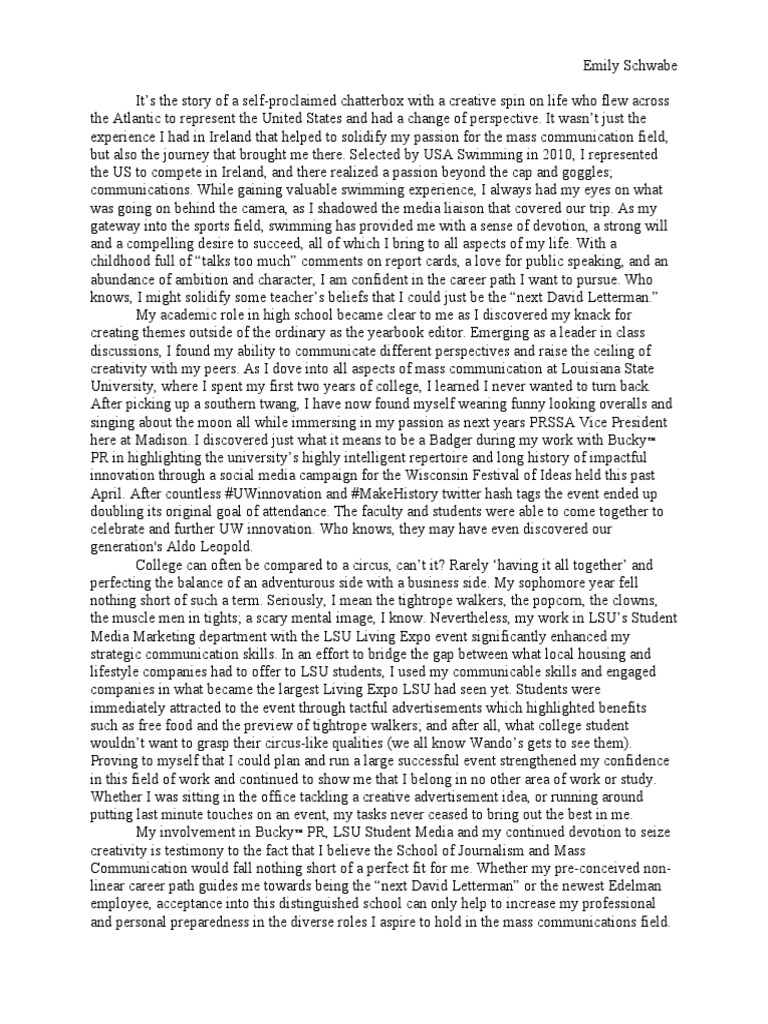 Journalism School Personal Statement | PDF