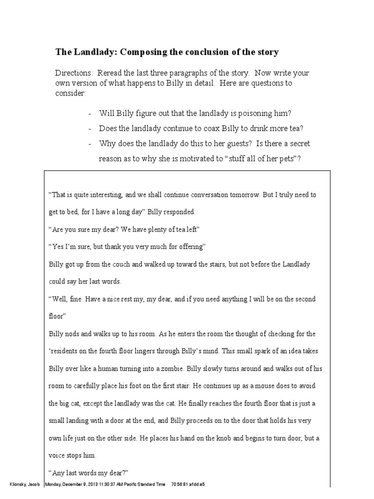 The Landlady - Alternative Endingpdf | PDF