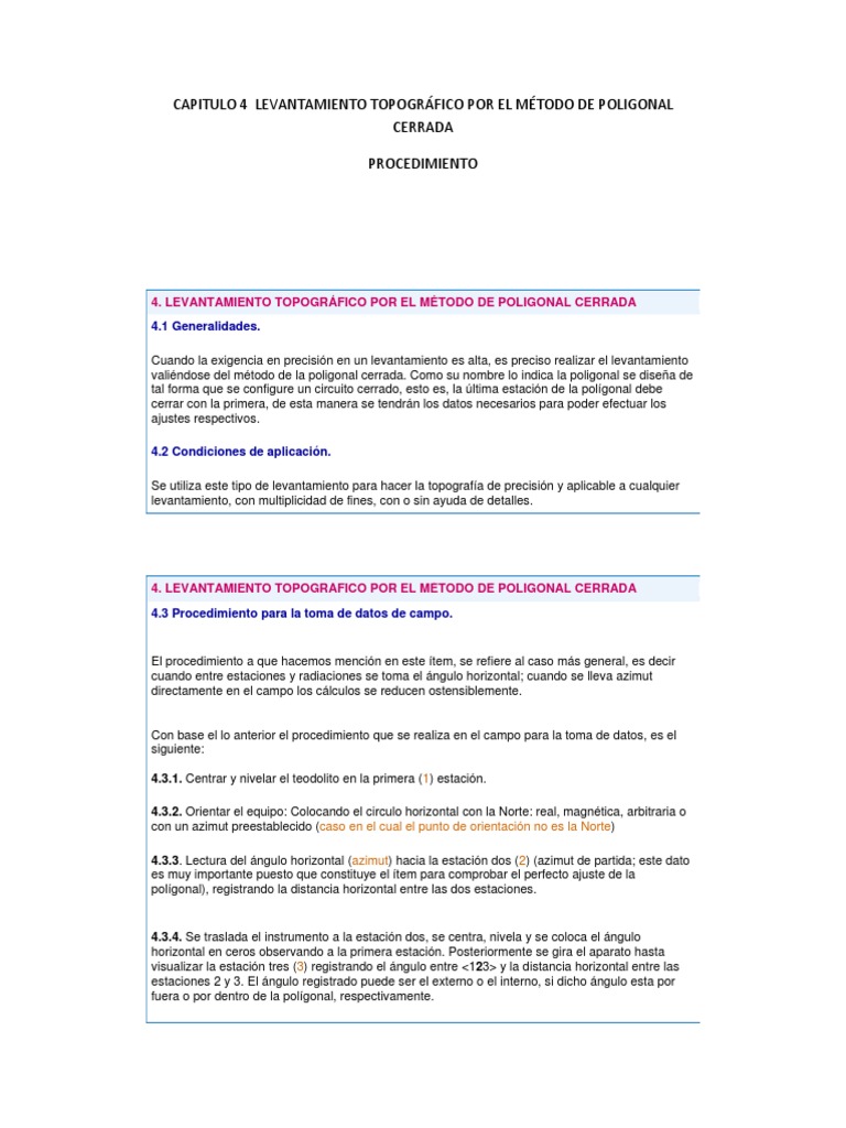Procedimiento para el levantamiento topográfico por el método de ...