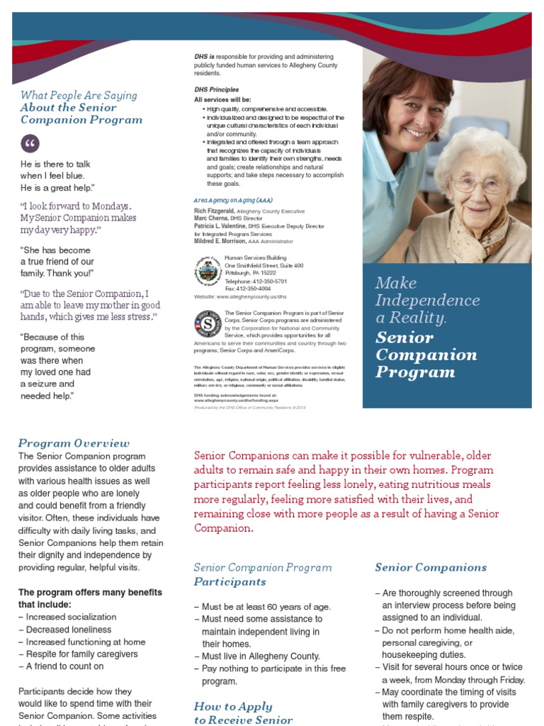 Senior Companion Brochure | PDF | Caregiver | United States Department ...
