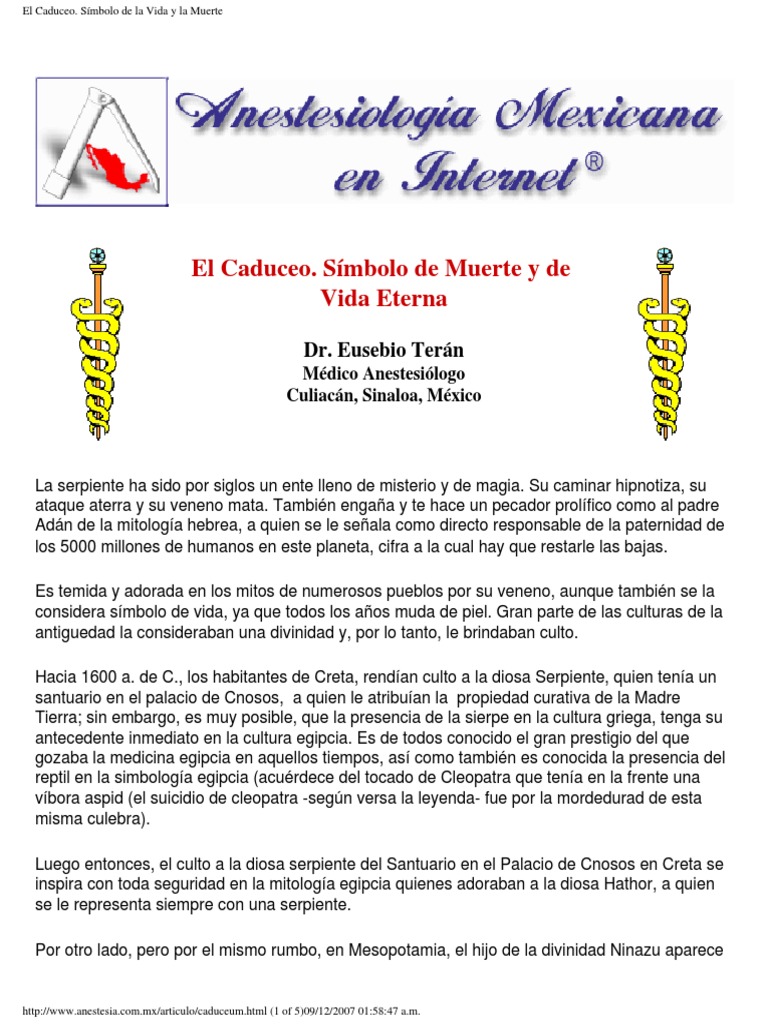 El Caduceo. Simbolo de La Vida y La Muerte | PDF | Apolo | Religión ...