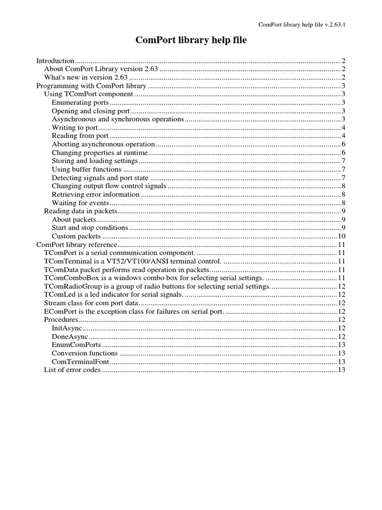 ComPort Library | PDF | Subroutine | Data Buffer