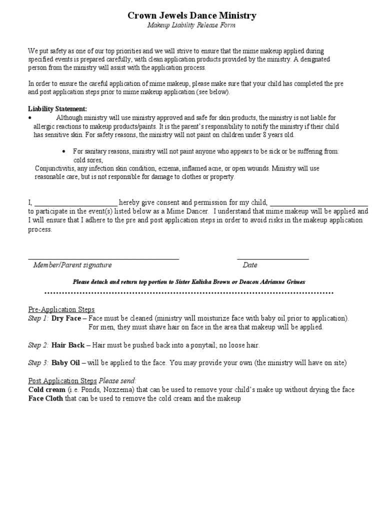 Makeup Liability Release Form | PDF