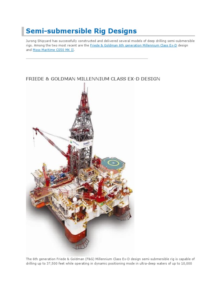 Semi-Submersible Rig Designs | PDF | Drilling Rig | Watercraft