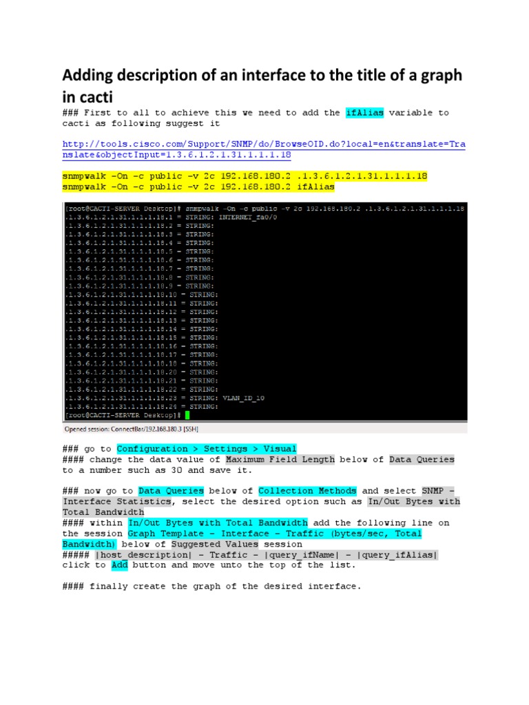 Adding Description of An Interface To The Title of A Graph in Cacti | PDF