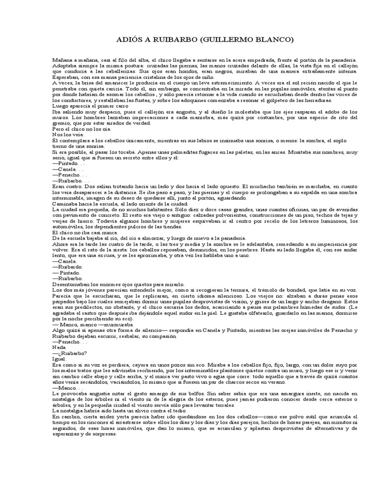 Adios A Ruibarbo (Guillermo Blanco) | PDF
