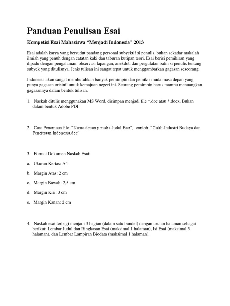 Panduan Penulisan Esai | PDF